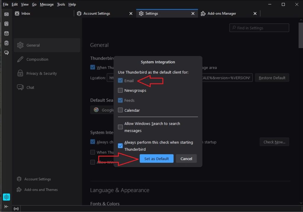 Make Thunderbird Default Mail Client – Knowledge Base